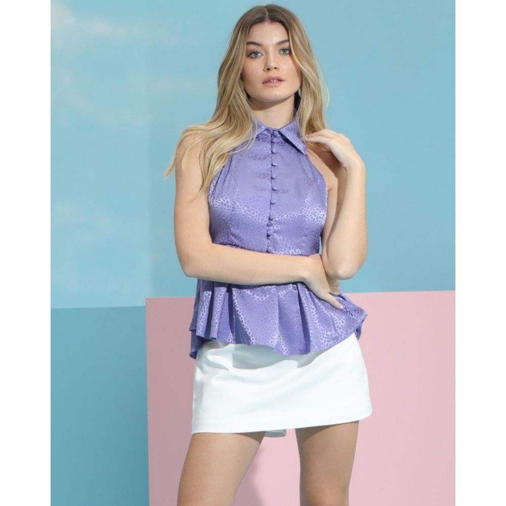 Blusa Cavada Peplum Lavender - Murau