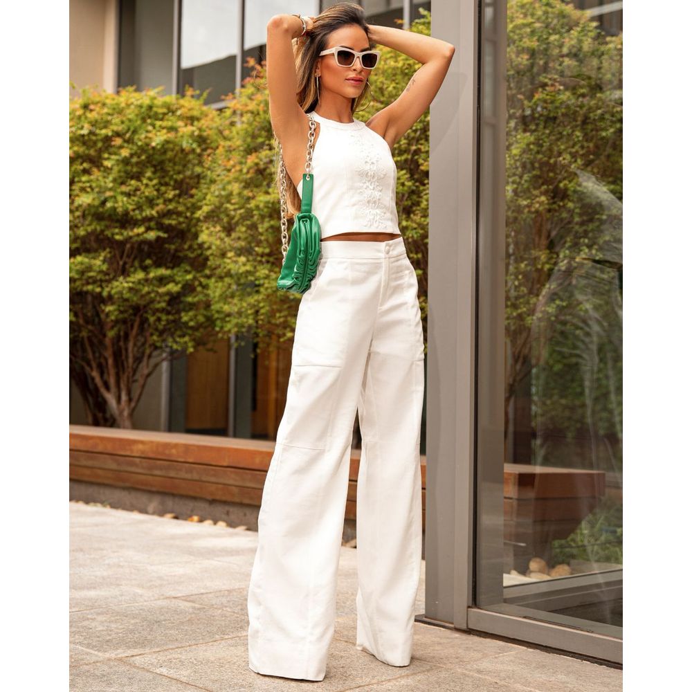 Cropped Zíper Off White - Murau