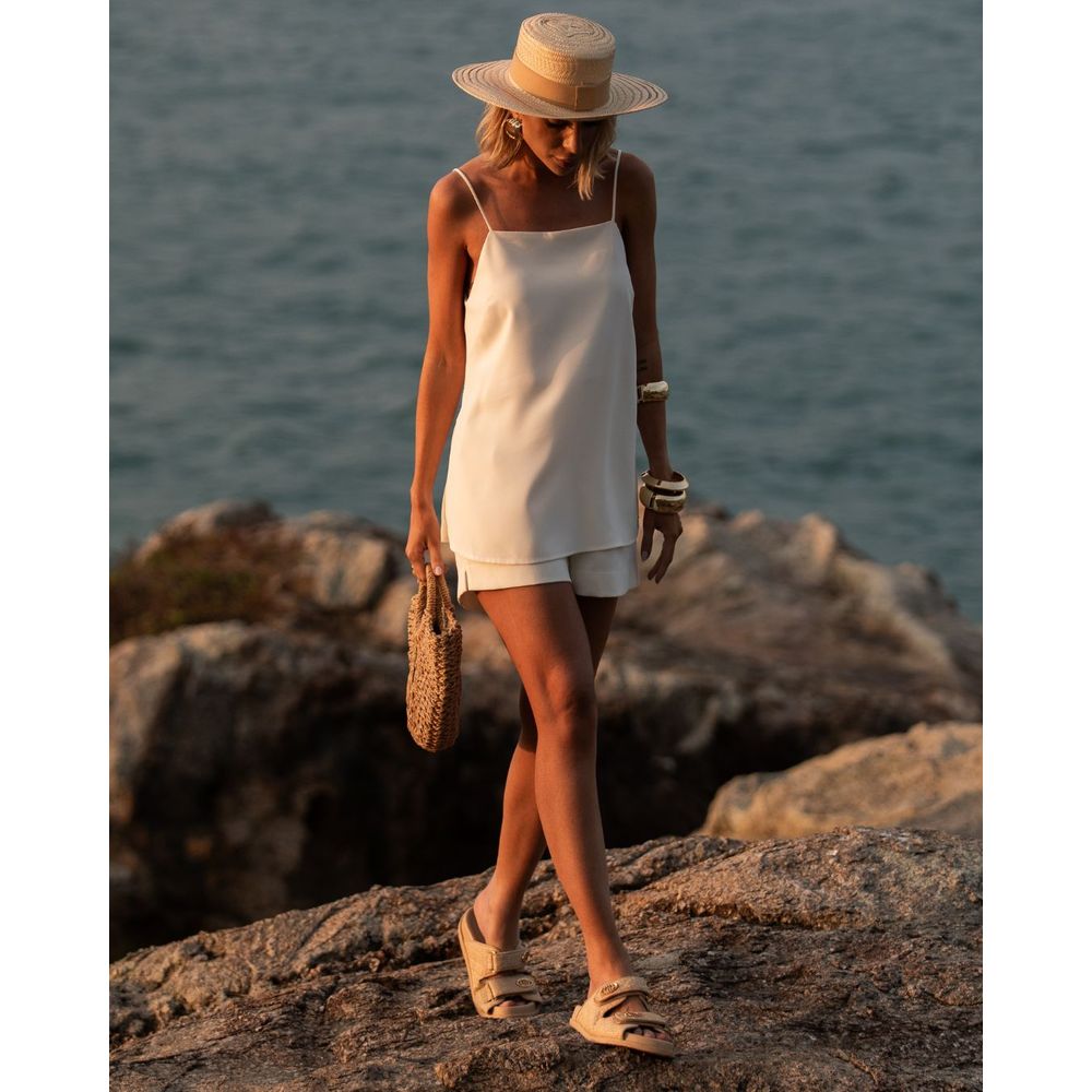 Regata Satin Aberturas Laterais Off White - Murau