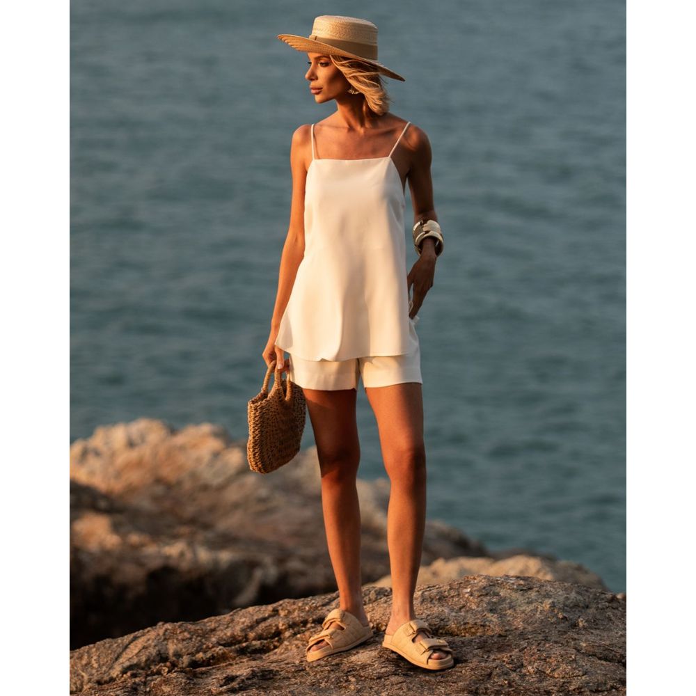 Regata Satin Aberturas Laterais Off White - Murau