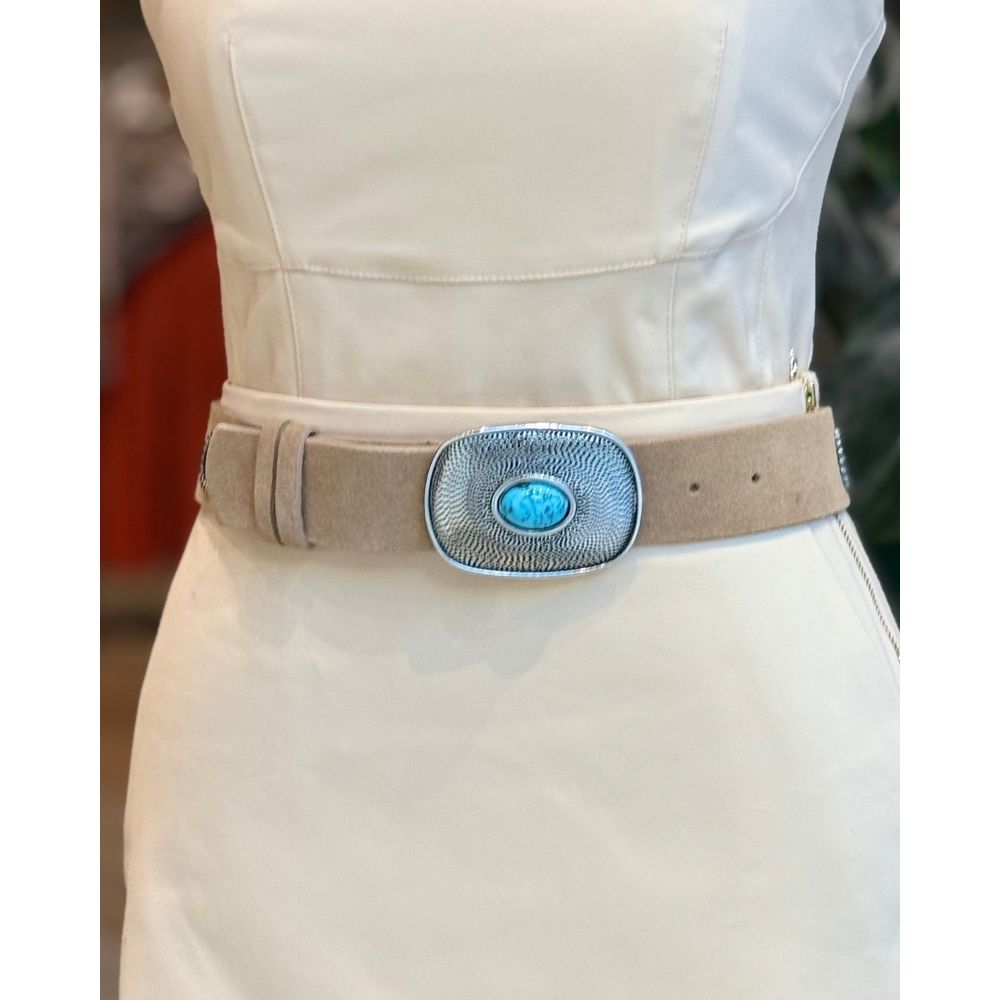 Cinto Fivela Turquesa Bege - Murau